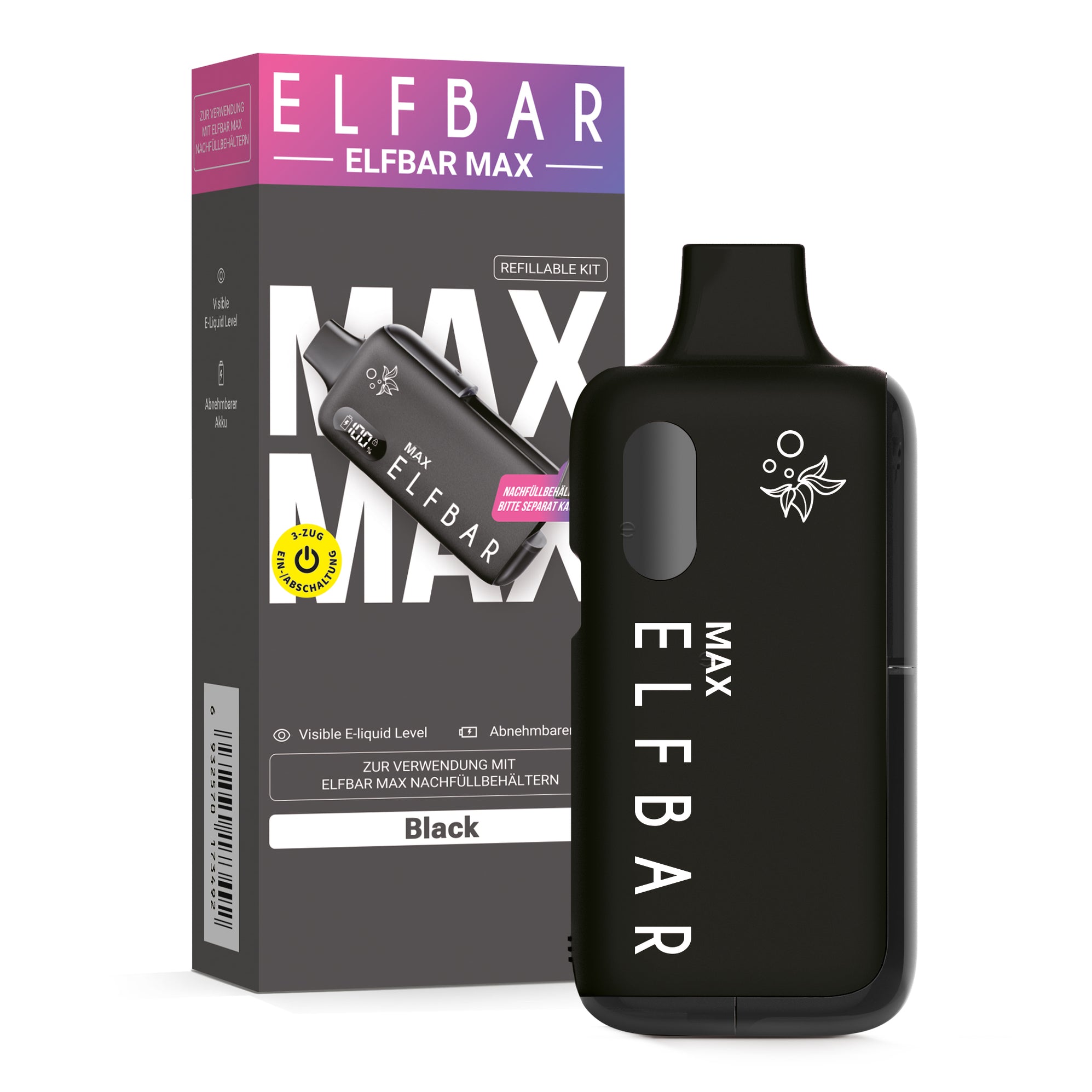 MAX Kit Akkuträger | Schwarz | 650 mAh | USB-C — ELFBAR Shop
